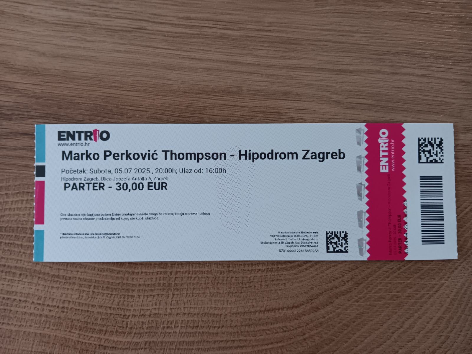 4 karte za Thompsona po 20 eura