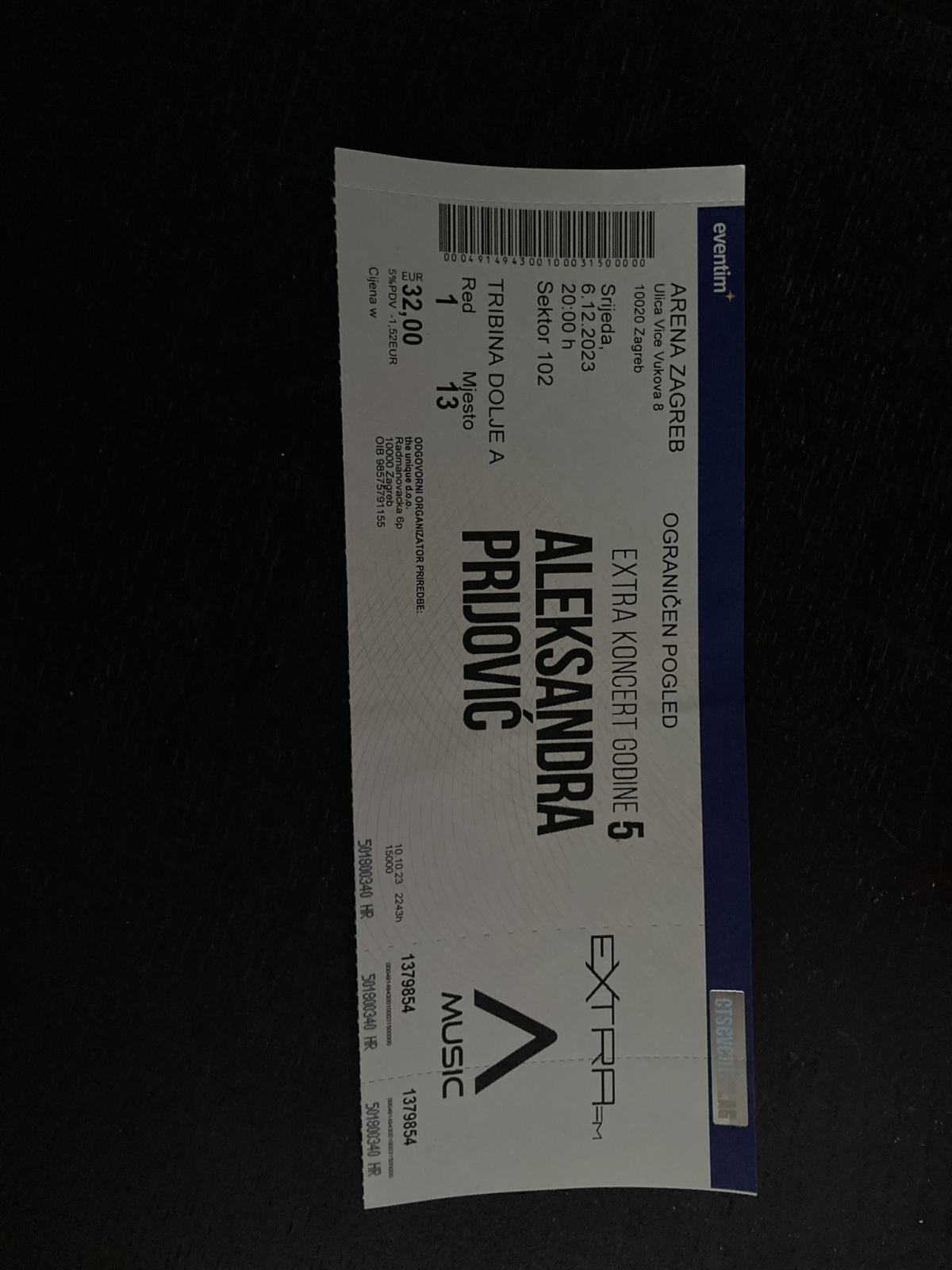 ALEKSANDRA PRIJOVIĆ - ARENA ZAGREB (06.12.)