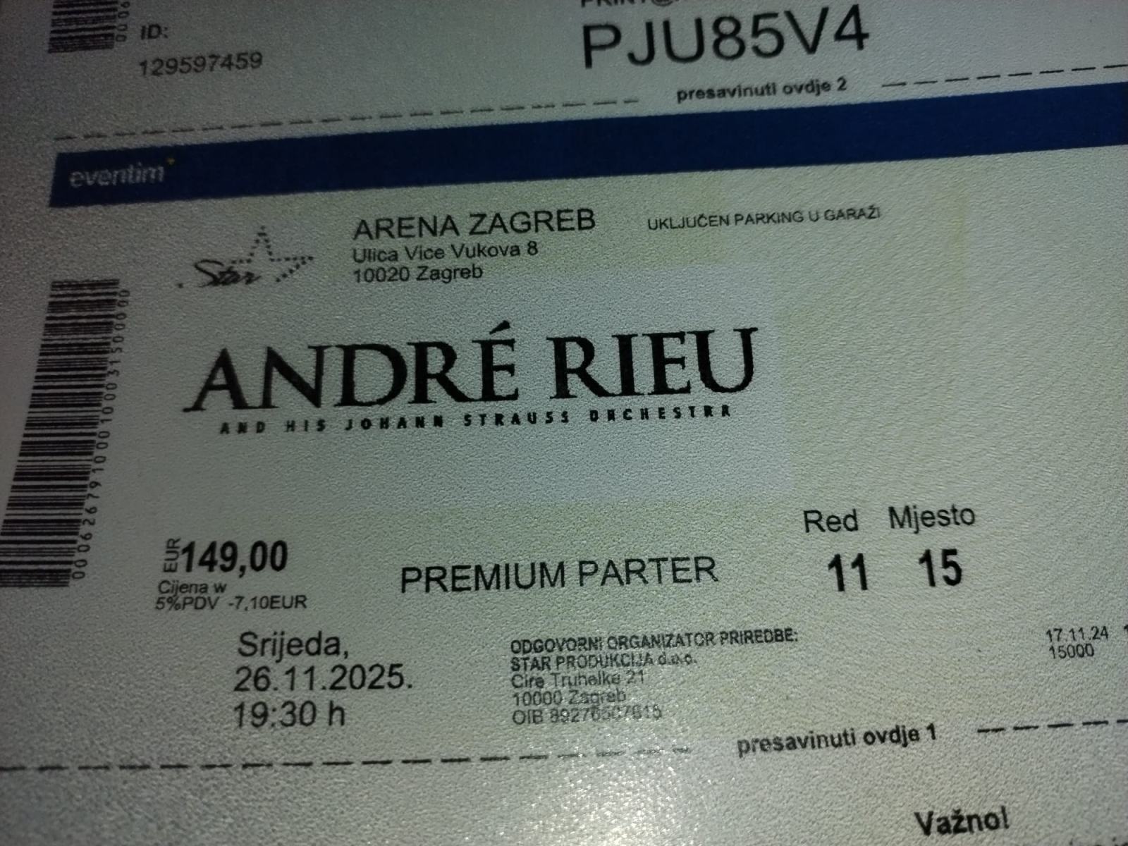 Andre Rieu - 2 ulaznice