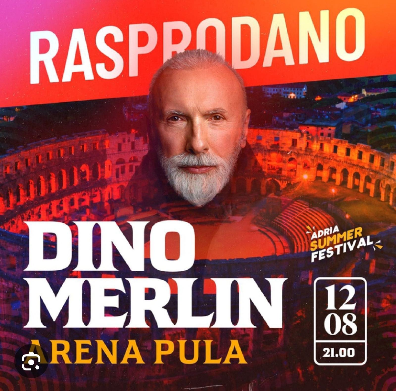 DINO MERLIN Arena Pula 12/8 ---3 ulaznice---