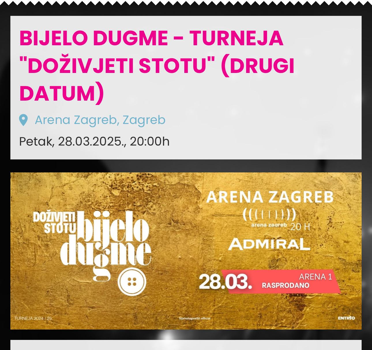 Dvije karte za Bijelo Dugme - Doživjeti stotu