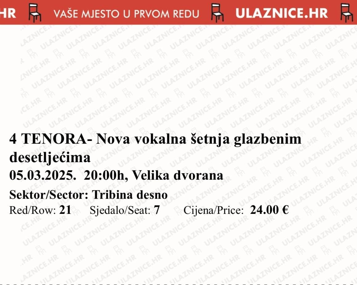 Karte za koncert 4 tenora