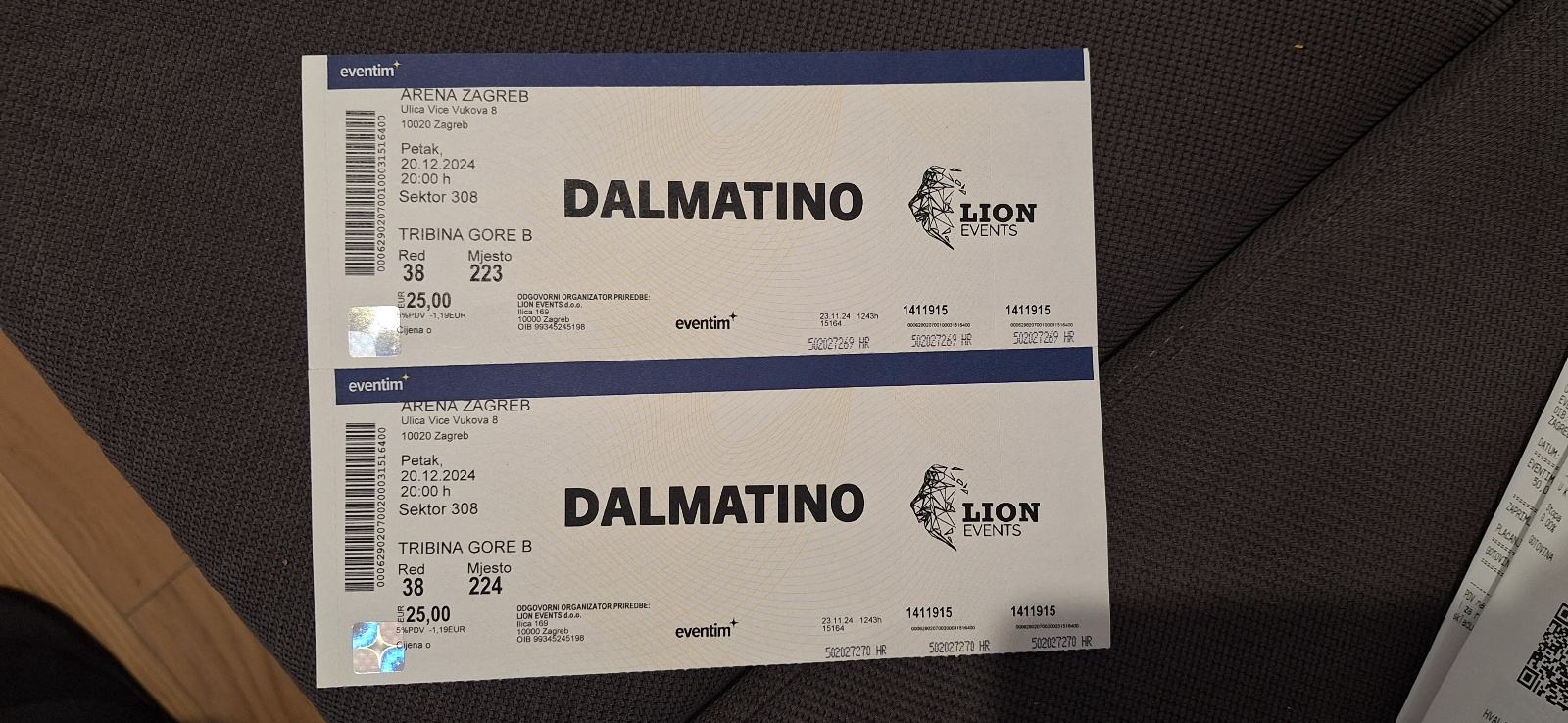 Karte za koncert DALMATINO