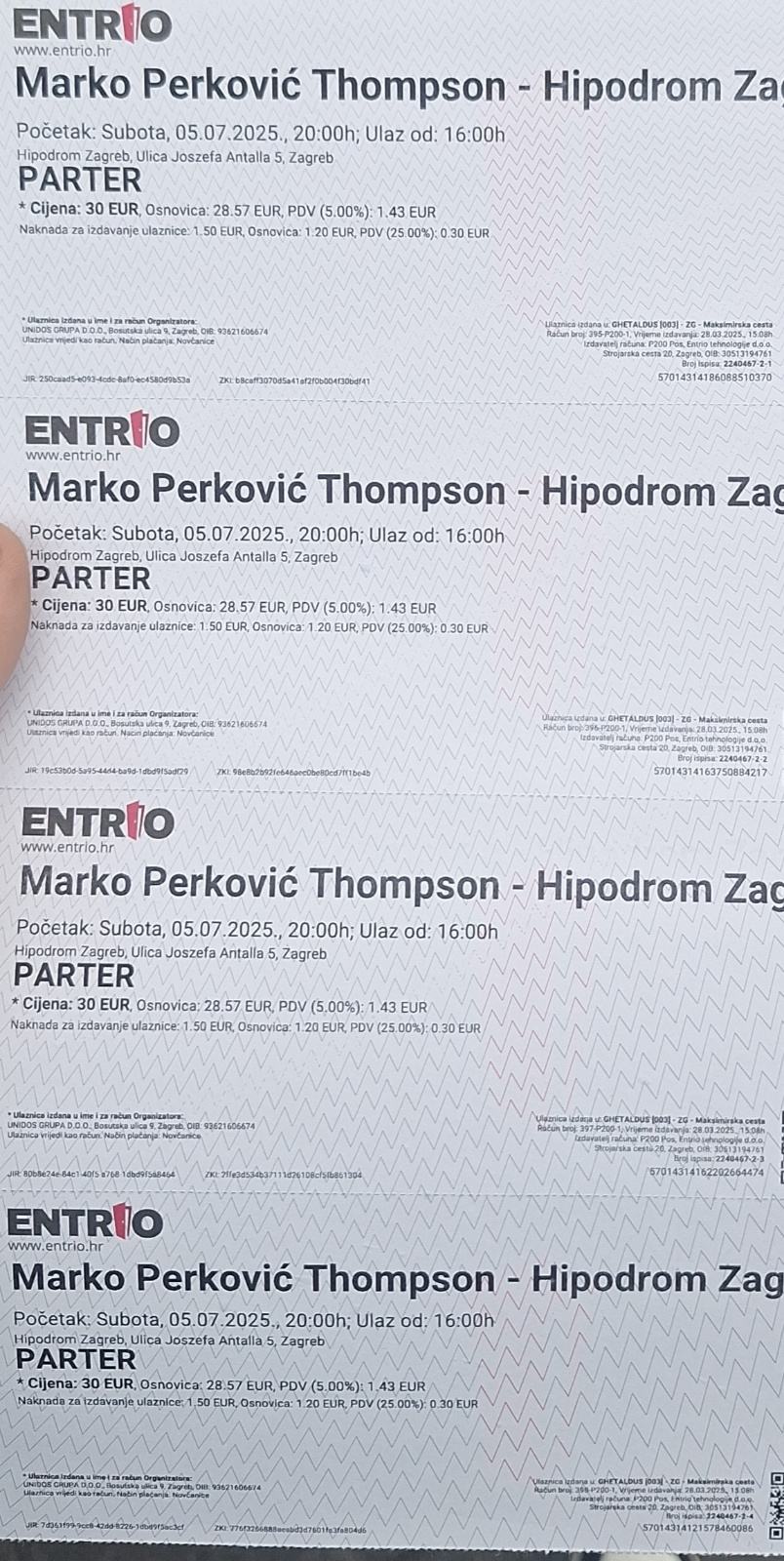 Karte za koncert (Thompson Hipodrom)