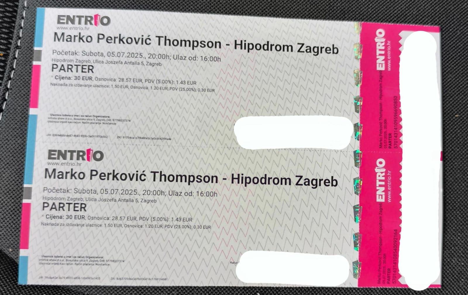 Karte za Thompsonov koncert na Hipodromu