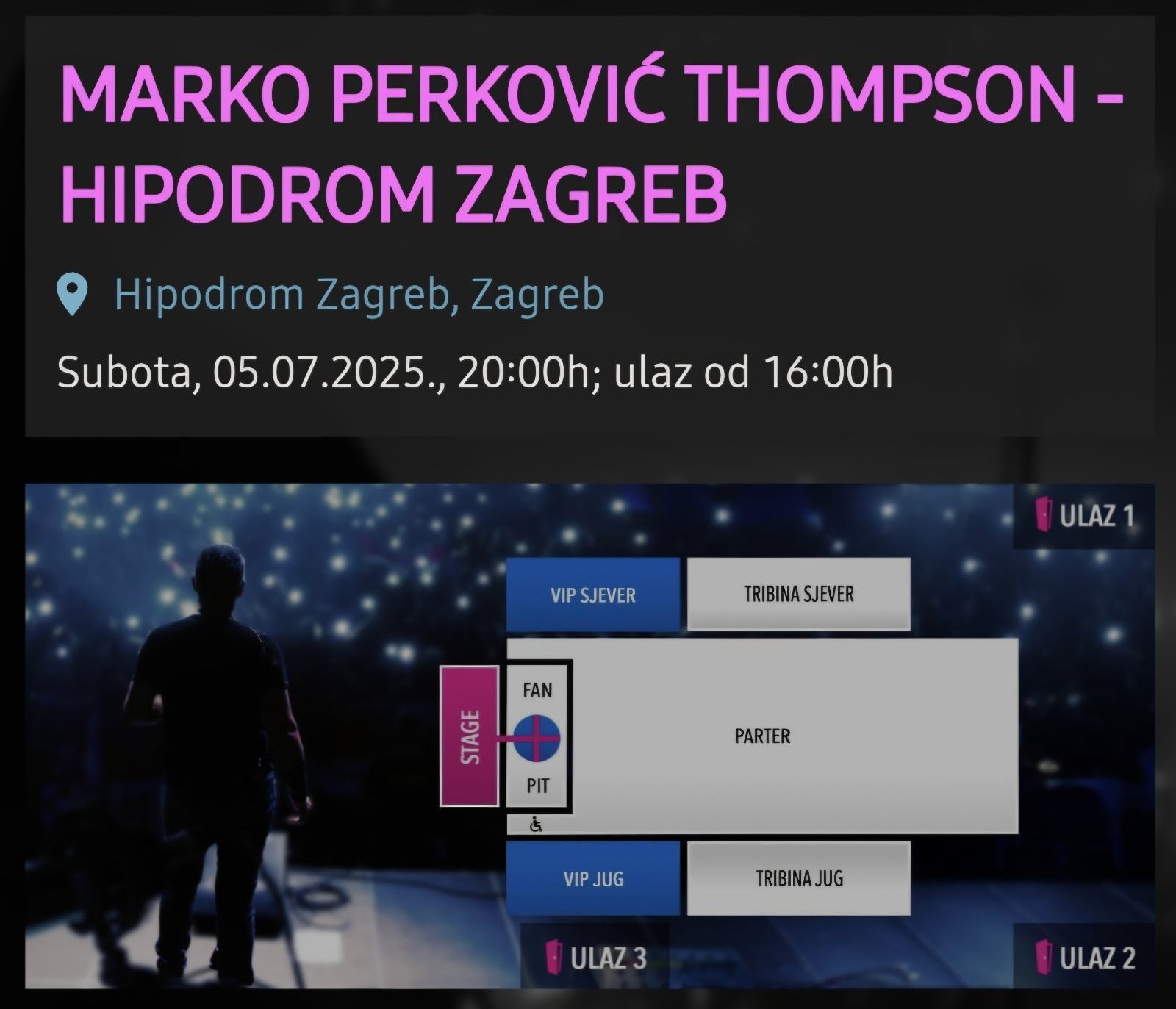 Marko Perković Thompson 05.07.2025, karte za parter