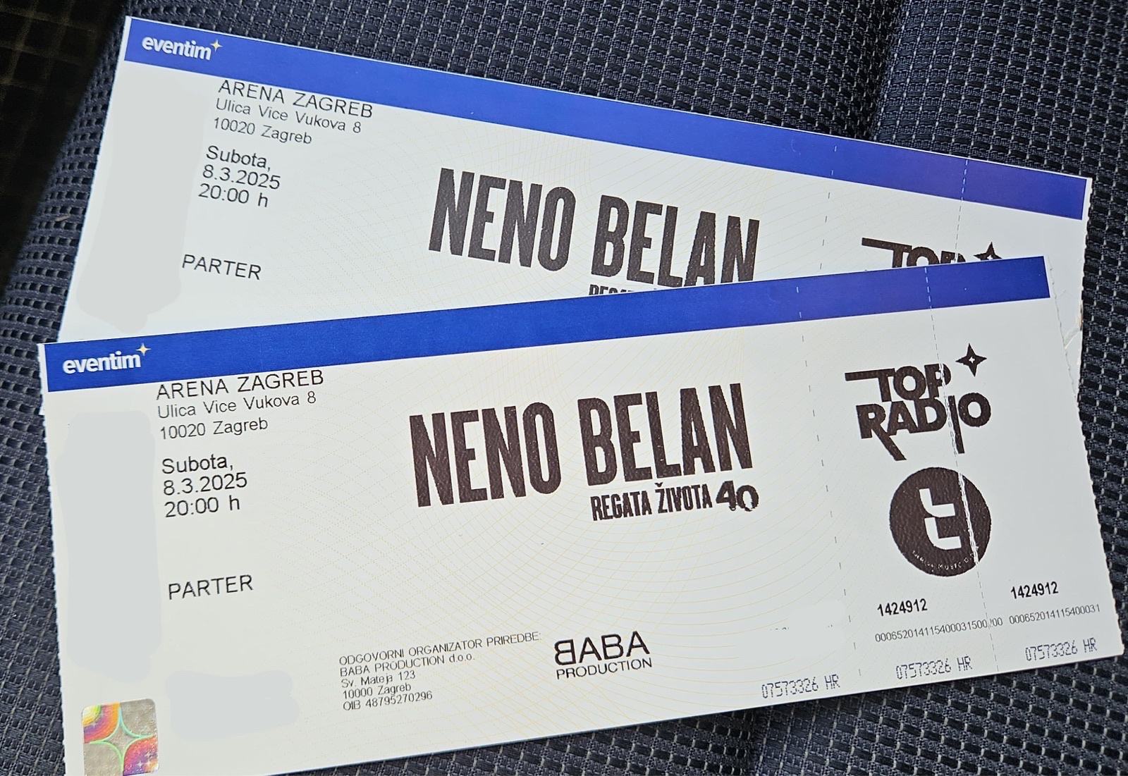 Neno Belan @ 8.3. Arena Zagreb 2 karte parter