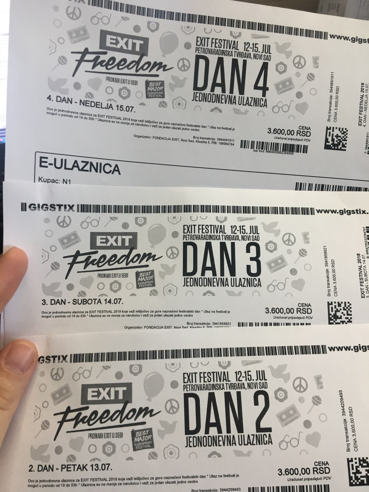 Pojedinačne karte za Exit