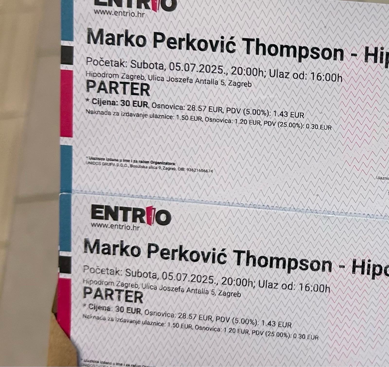 Prodajem 4 karte za Thompsonov koncert