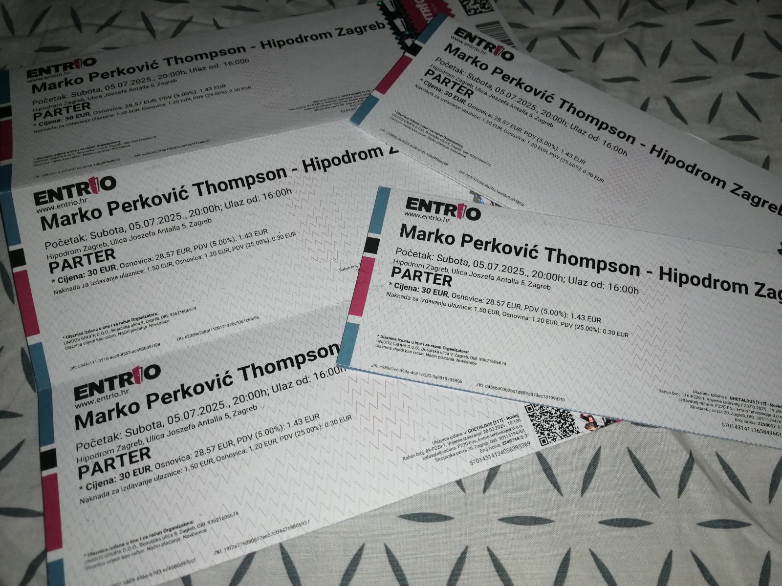 Prodajem karte za koncert M. P. Thompsona - PARTER