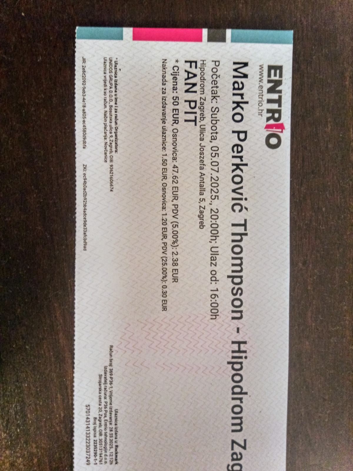 Thompson fan pit ulaznica