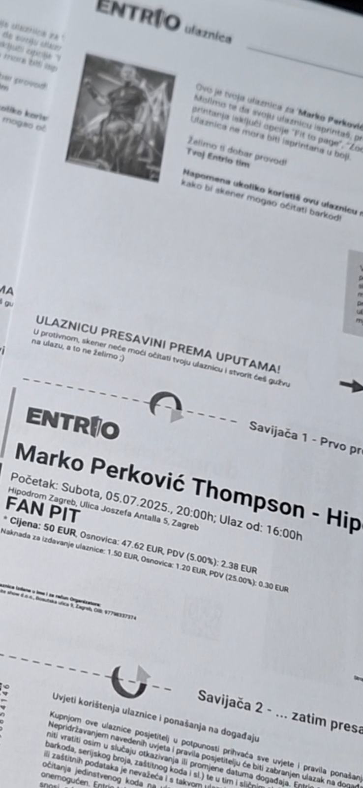 Thompson hipodrom 3 FAN PIT karte 70e kom