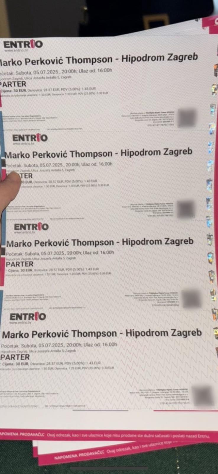 Thompson hipodrom karte parter (4 karte-100€)