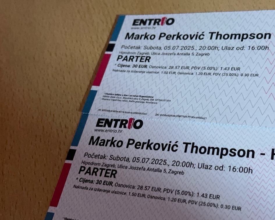 THOMPSON HIPODROM karte DOSTUPNO