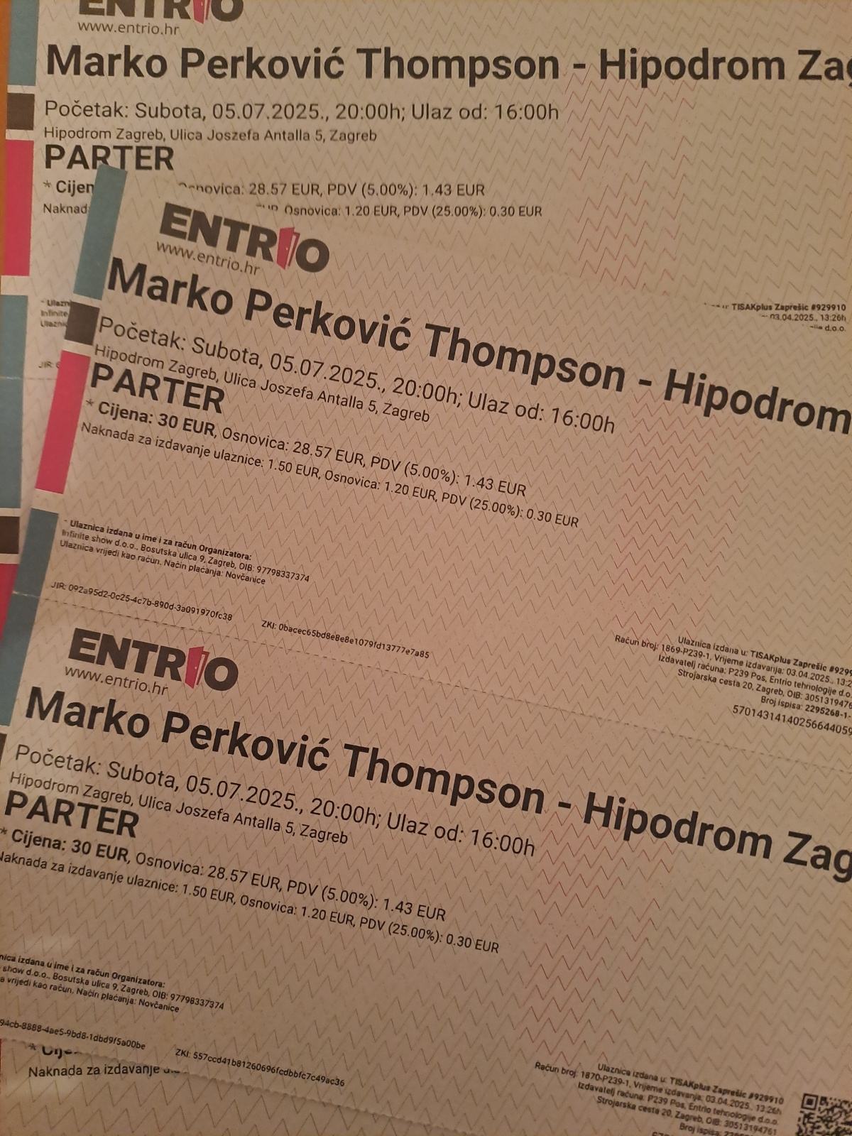 Thompson karte/ulaznice PARTER 05.07.2025.