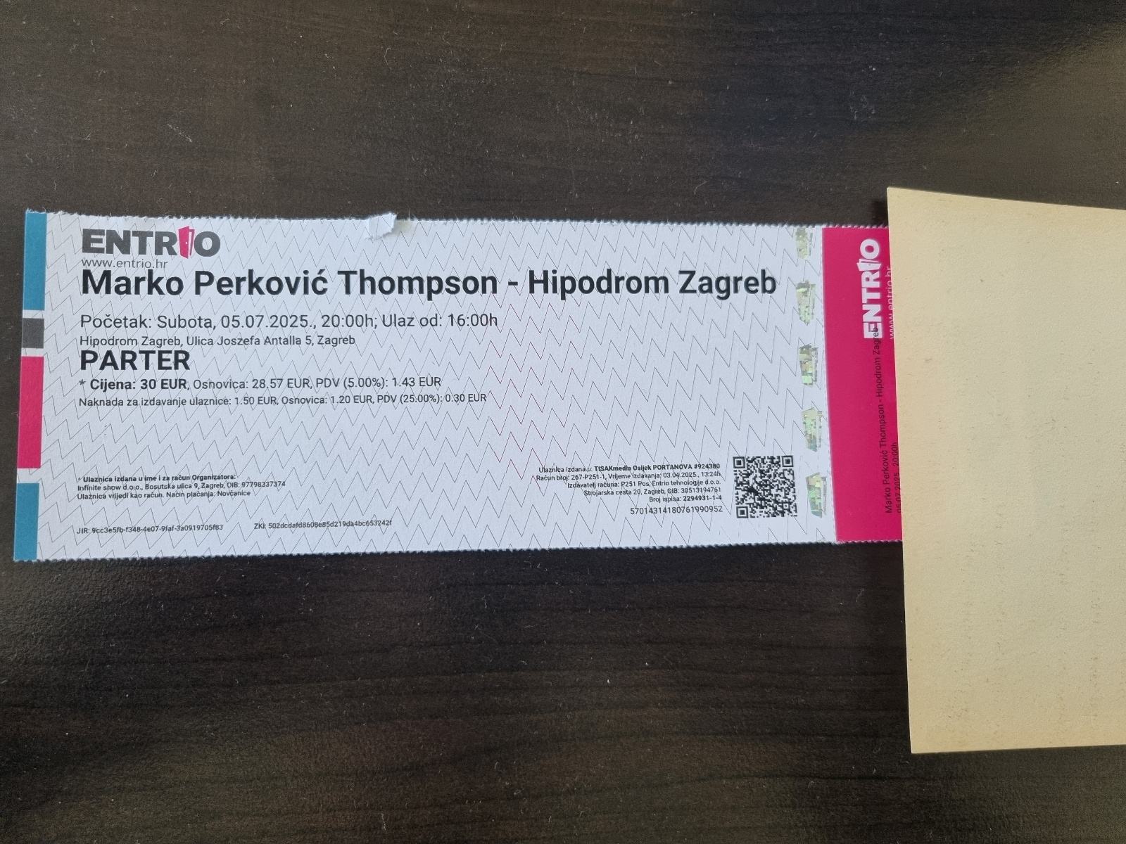 THOMPSON ulaznica 5.07. Hipodrom