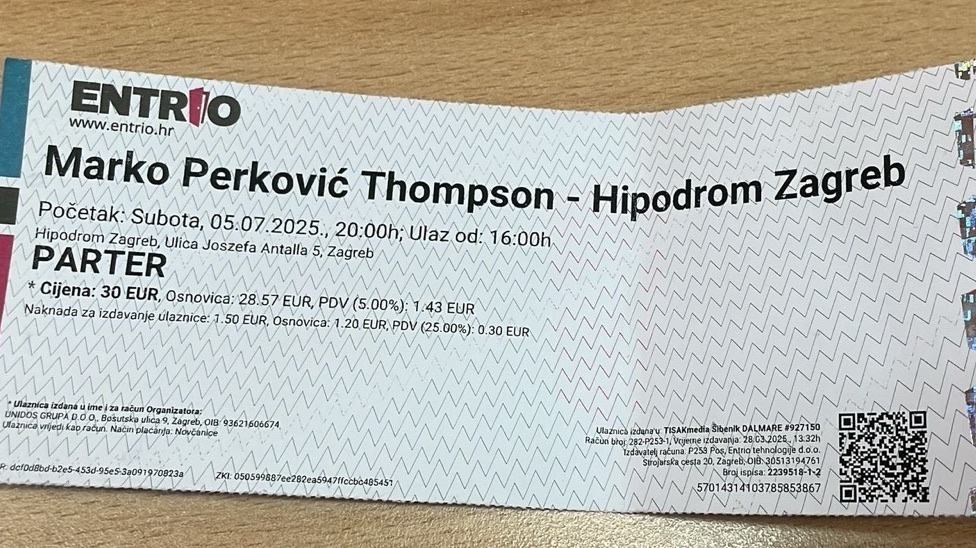 THOMPSON ulaznica za hipodrom-Zagreb