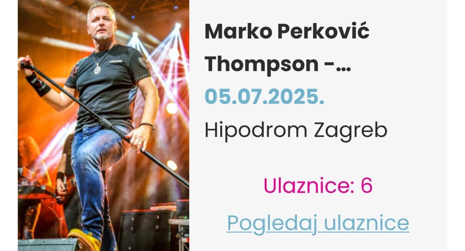 Thompson ulaznice hipodrom 6 komada parter 2 komada VIP