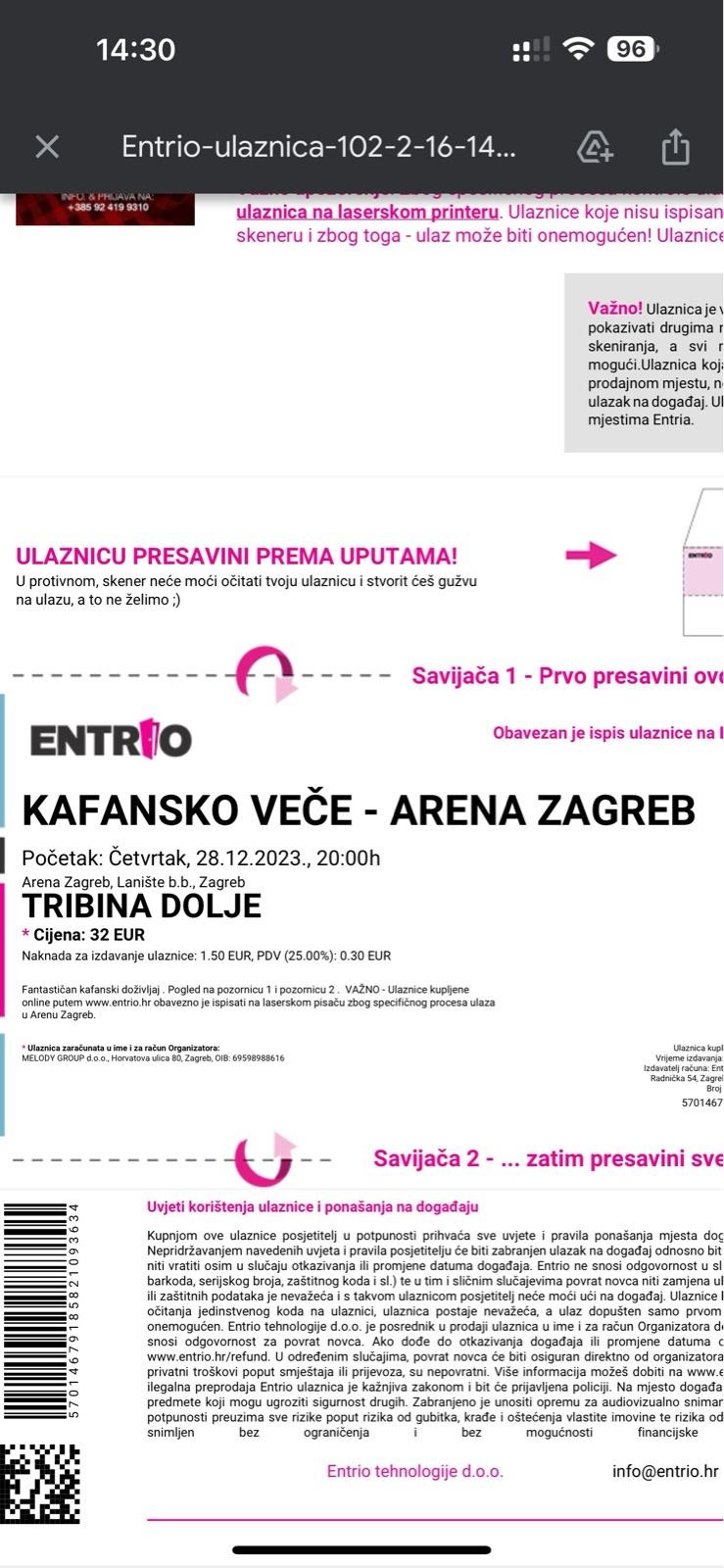 Ulaznica Kafansko Veče Zagreb