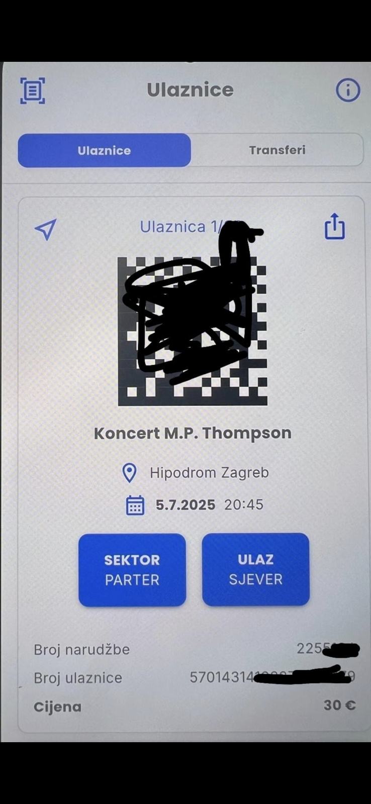 Ulaznica / karta Thompson