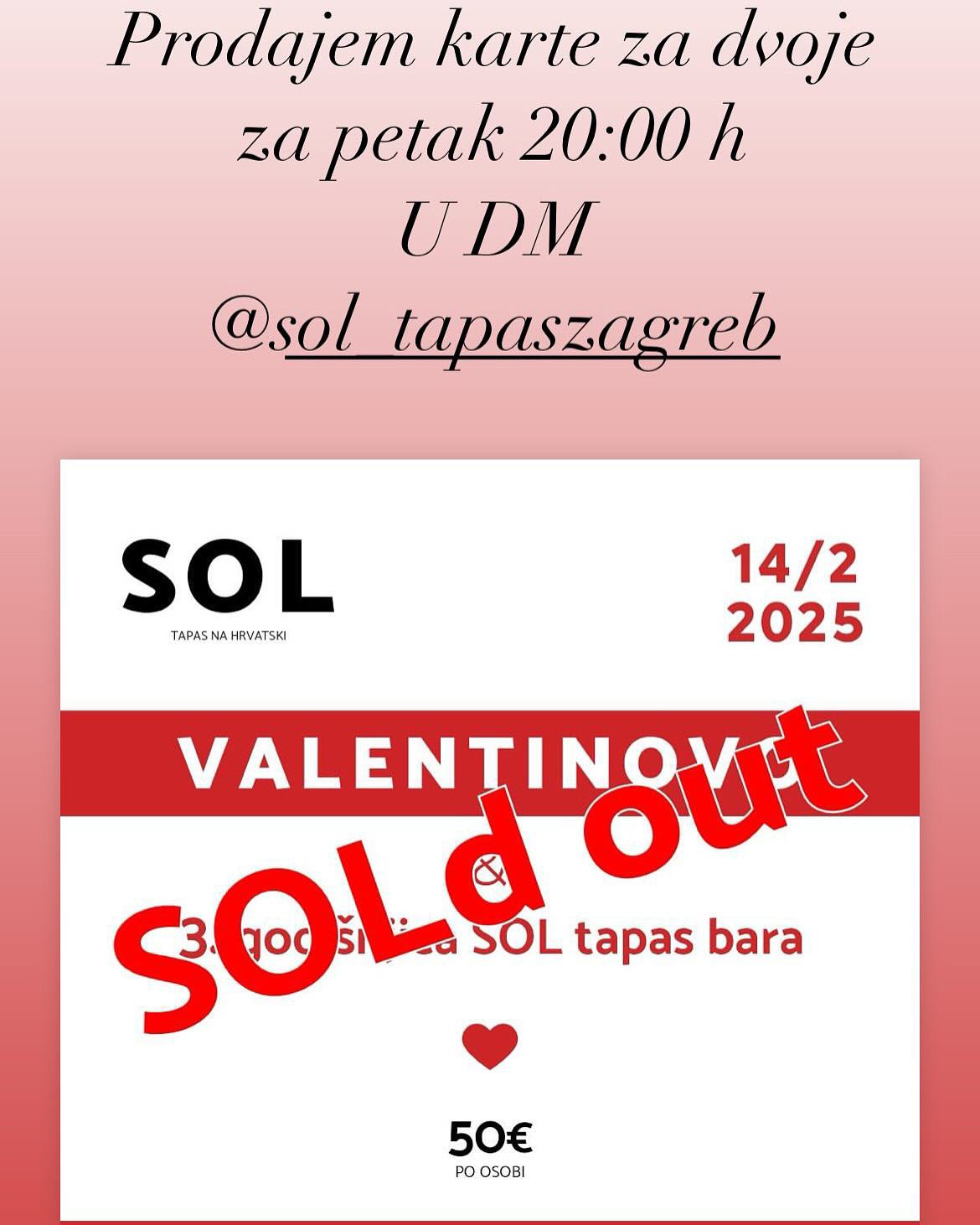 Karte za večeru u Sol tapas na Hrvatski