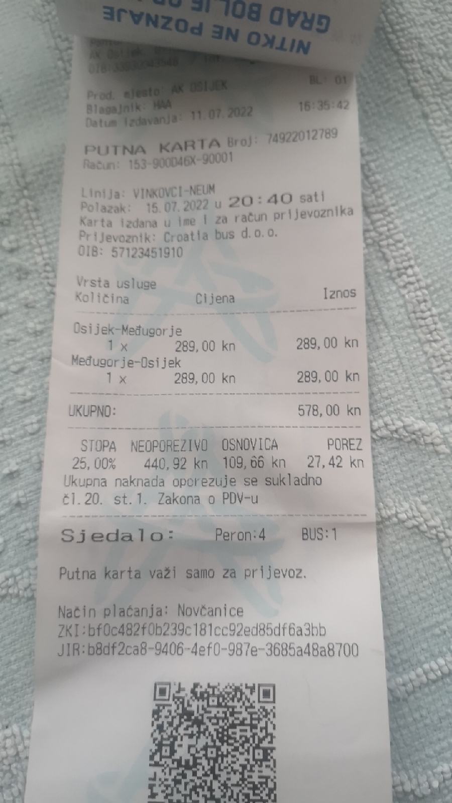 ostalo karta autobusna