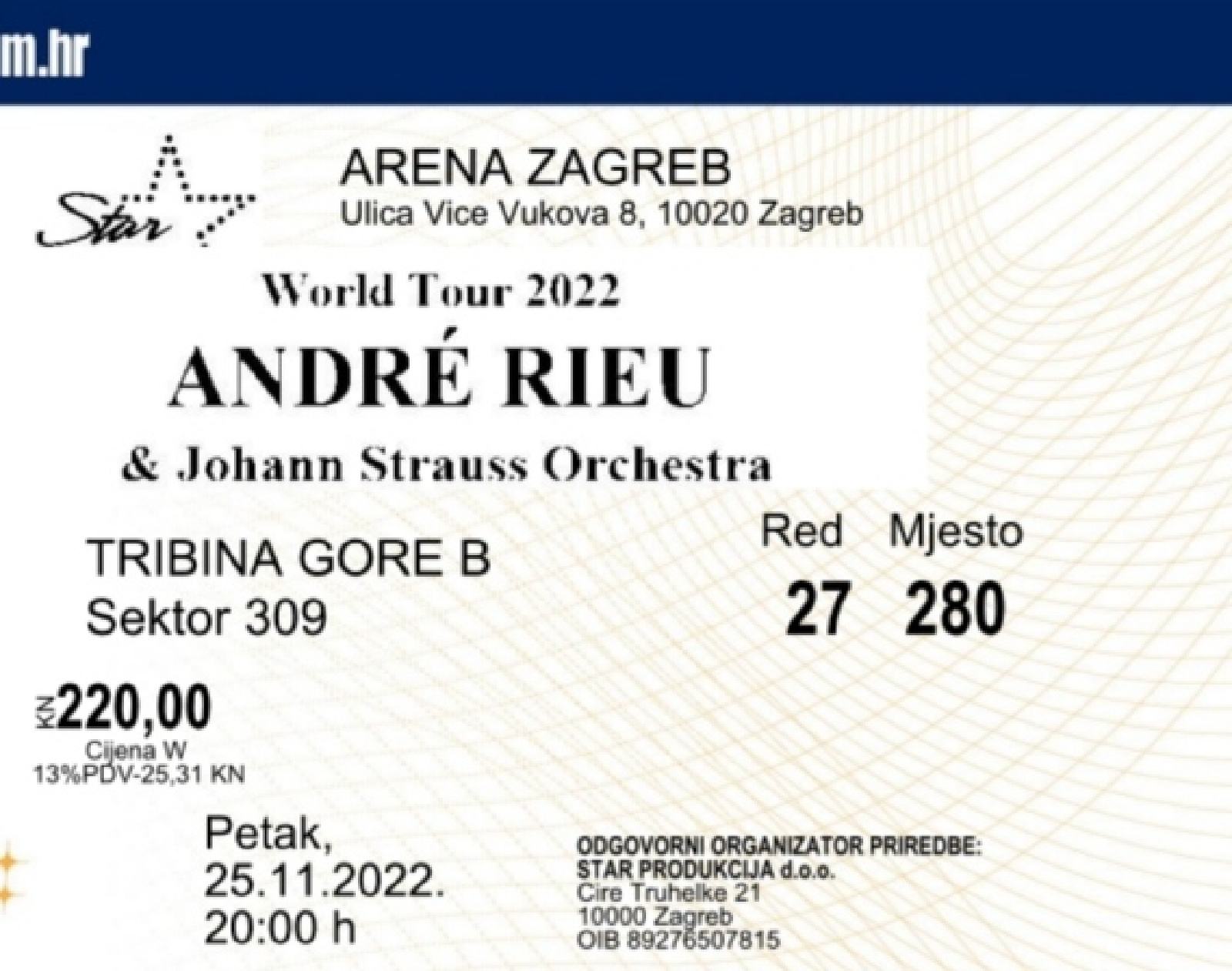 Karte za koncert Andre Rieu