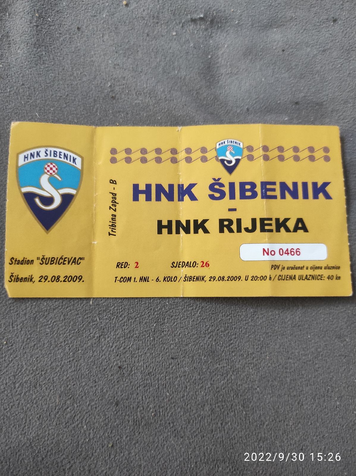 ulaznica HNK Šibenik - HNK Rijeka