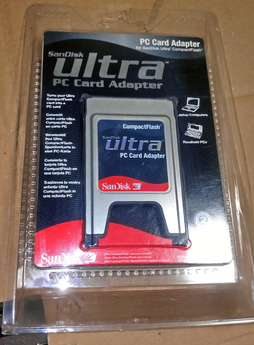 Adapter PCMCIA Compact Flash PC Card CF SANDISK ULTRA NOVO