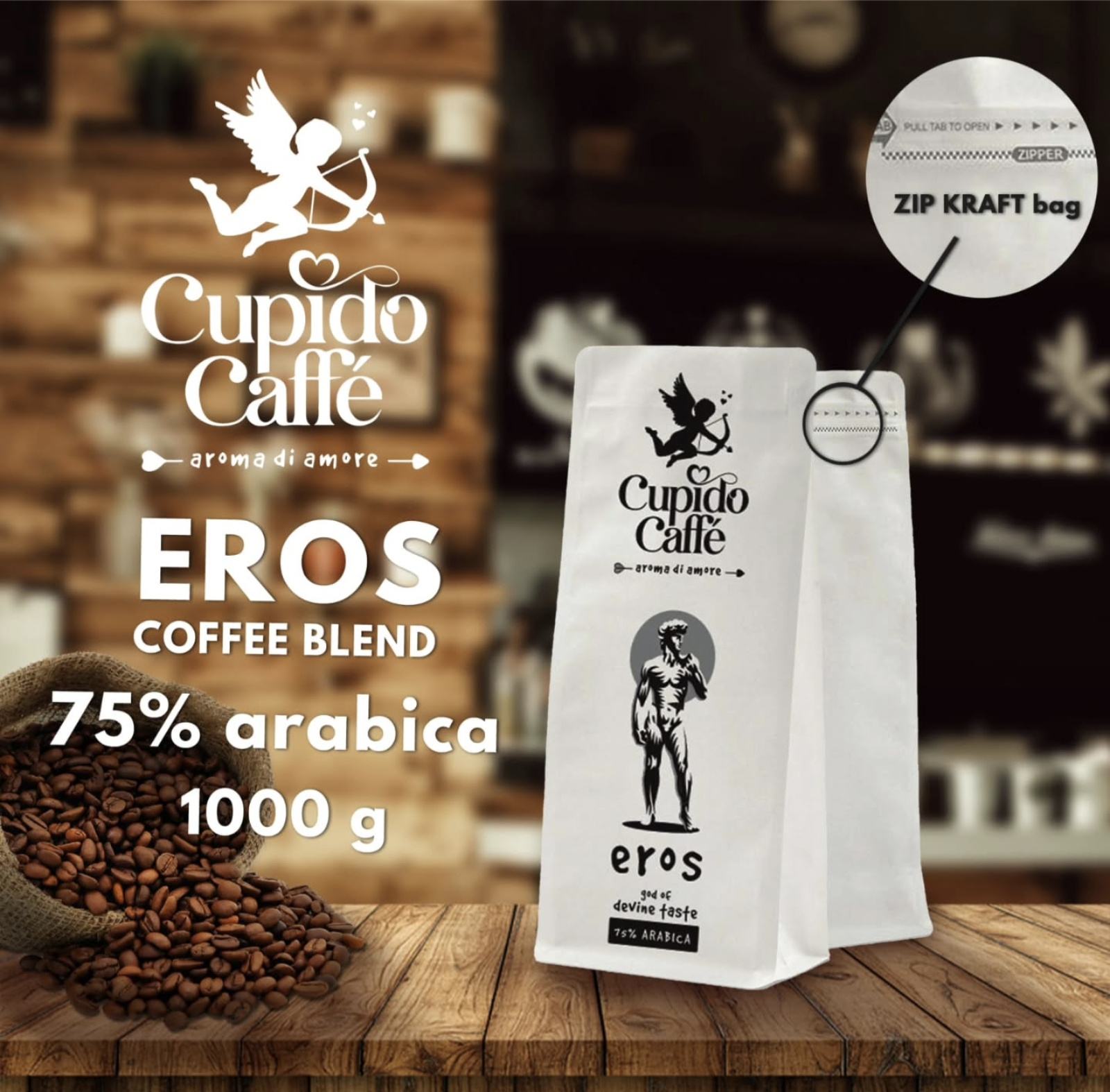 Kava Cupido Caffe 1kg, 75% arabice