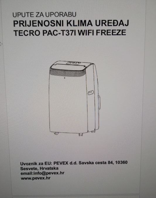 Prijenosna klima Tecro 3,5kW PAC-T37l WiFi Freeze