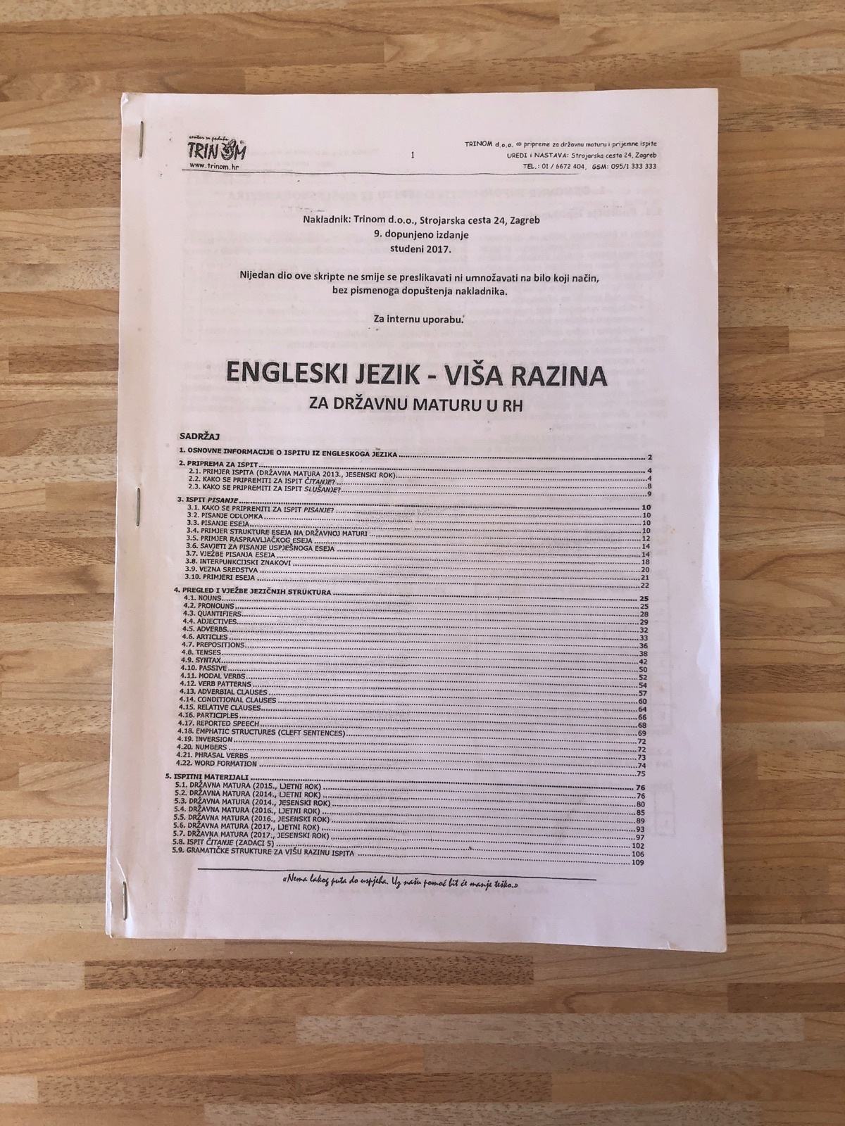 TRINOM SKRIPTA ENGLESKI JEZIK - VIŠA RAZINA