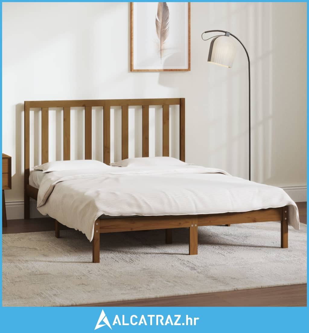Okvir za krevet od borovine boja meda 135 x 190 cm 4FT6 bračni - NOVO