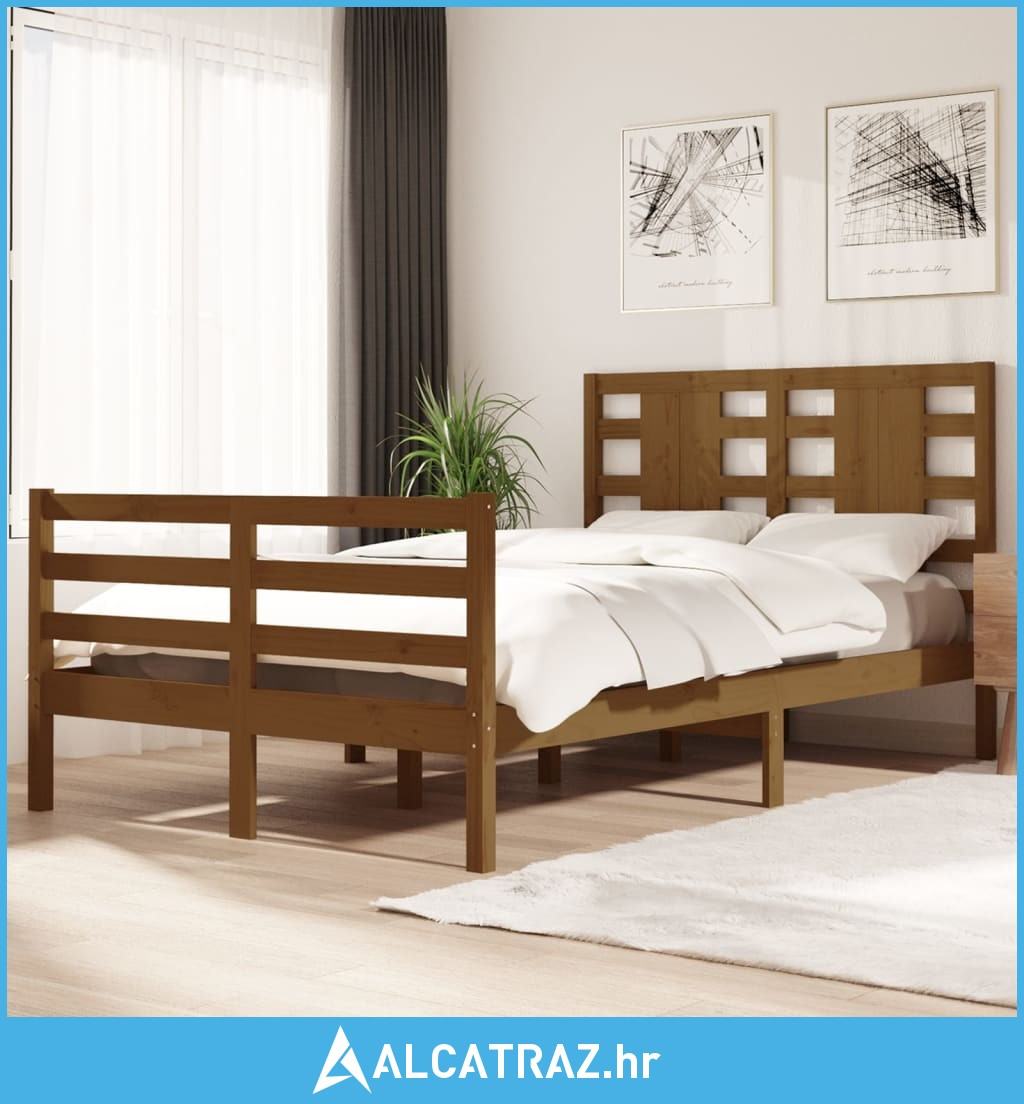 Okvir za krevet od masivne borovine boja meda 120 x 200 cm - NOVO