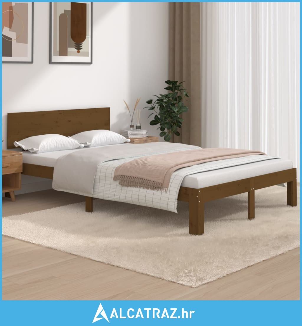 Okvir za krevet od masivne borovine boja meda 120 x 200 cm - NOVO