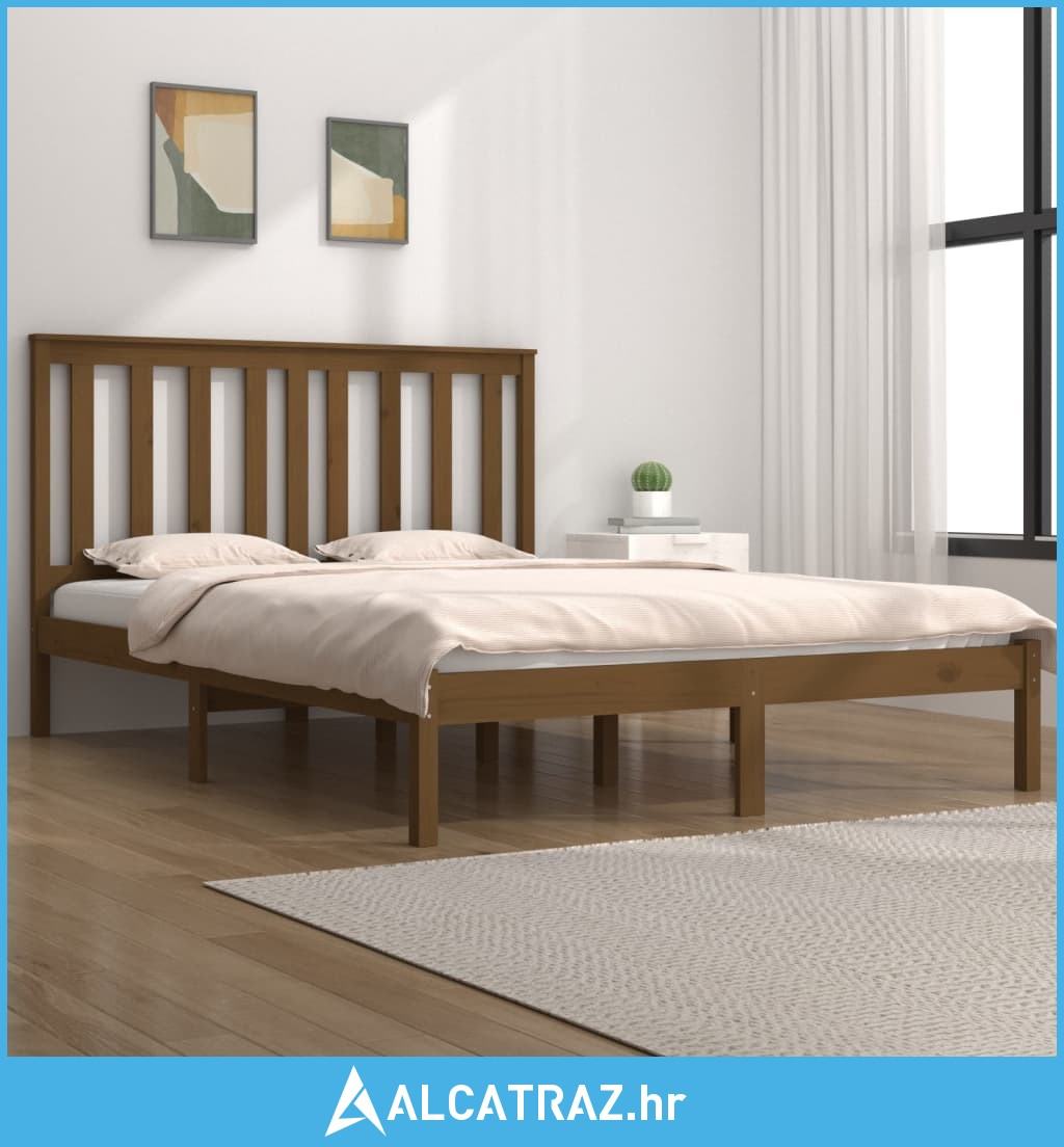 Okvir za krevet od masivne borovine boja meda 120 x 200 cm - NOVO