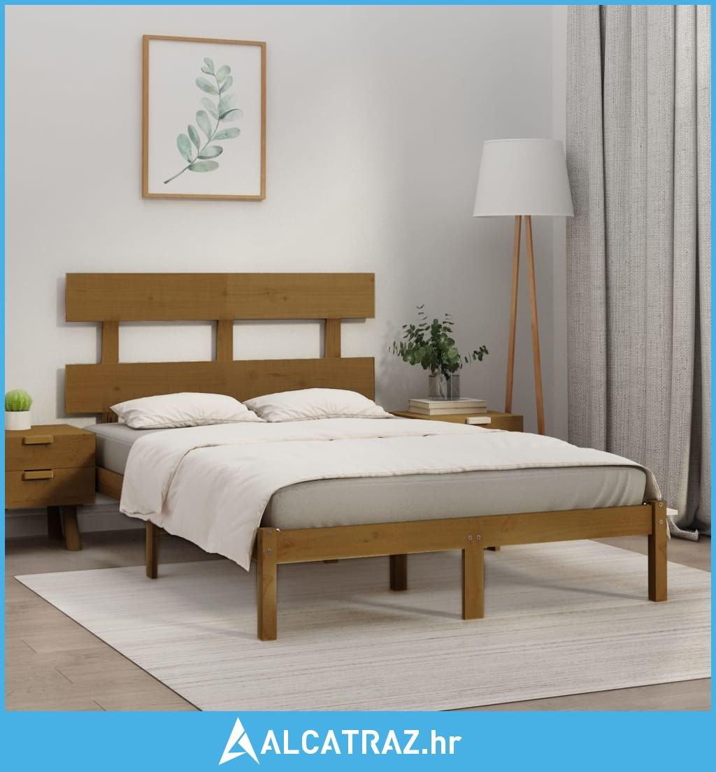 Okvir za krevet od masivne borovine boja meda 200 x 200 cm - NOVO