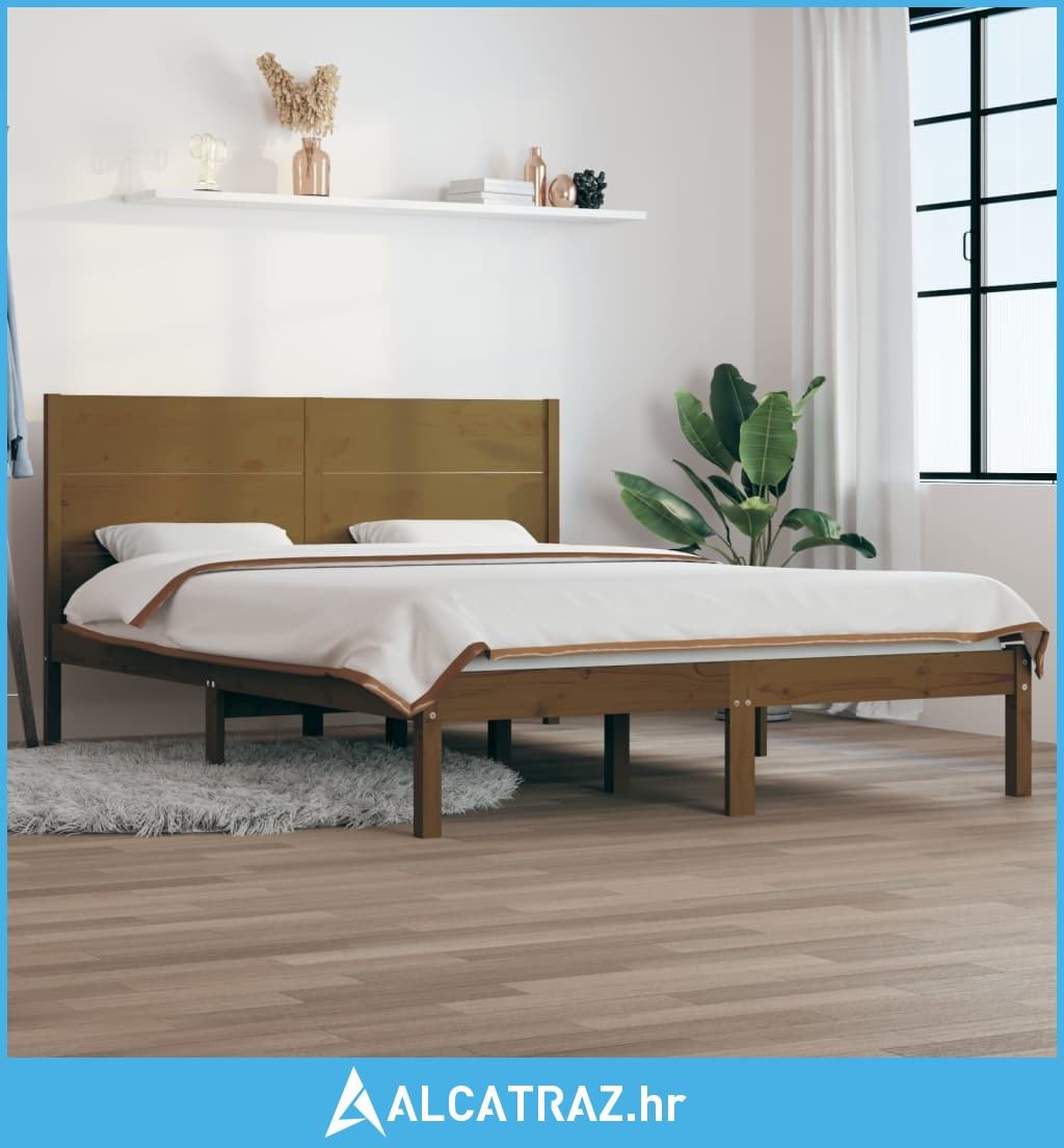 Okvir za krevet od masivne borovine smeđa boja meda 140x190 cm - NOVO