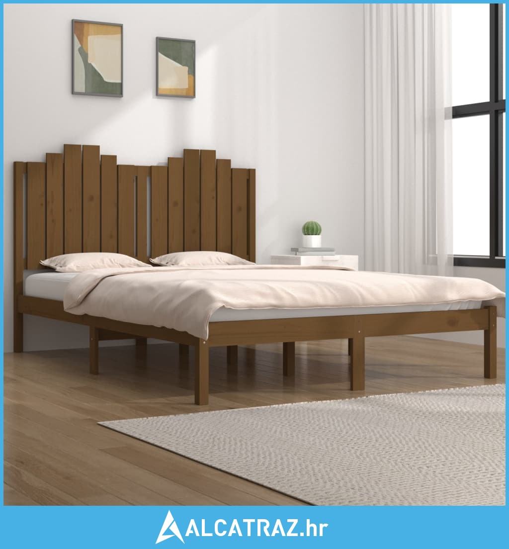 Okvir za krevet od masivne borovine smeđa boja meda 140x200 cm - NOVO