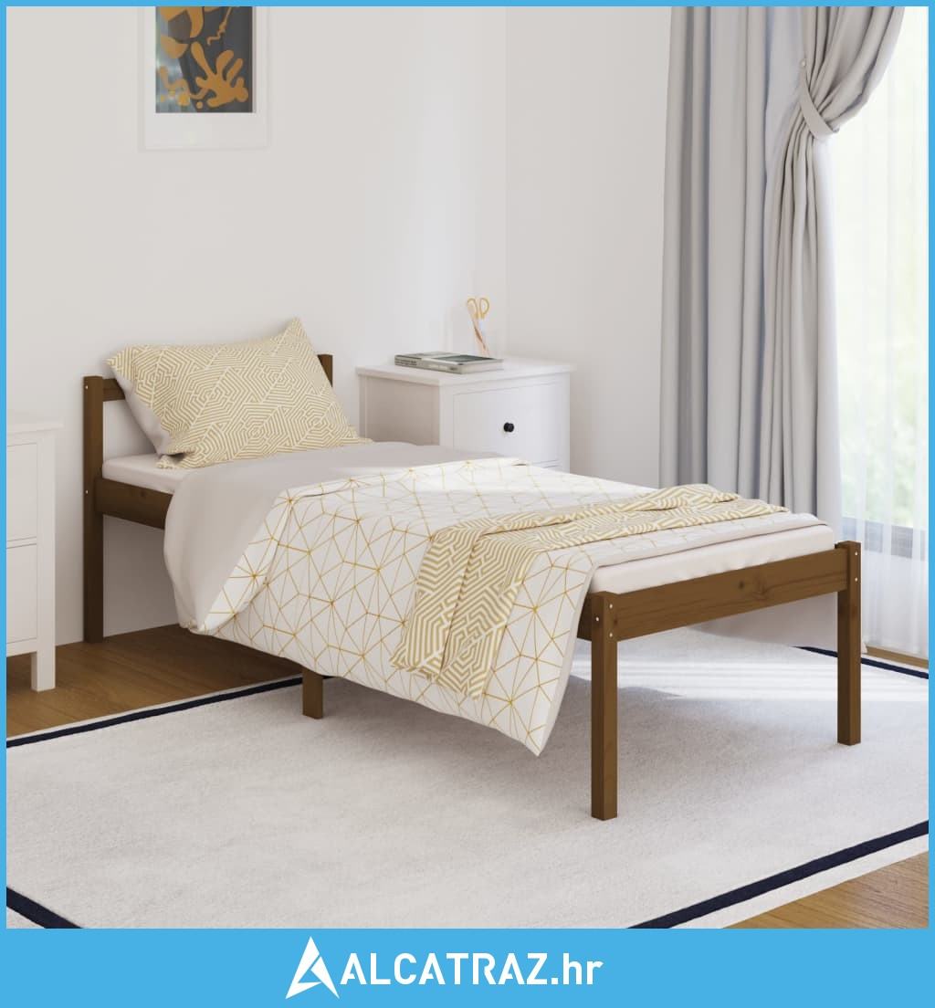 Okvir za krevet od masivne borovine smeđa boja meda 90 x 200 cm - NOVO