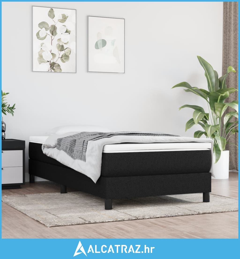 Box spring krevet s madracem crni 80 x 200 cm od tkanine - NOVO