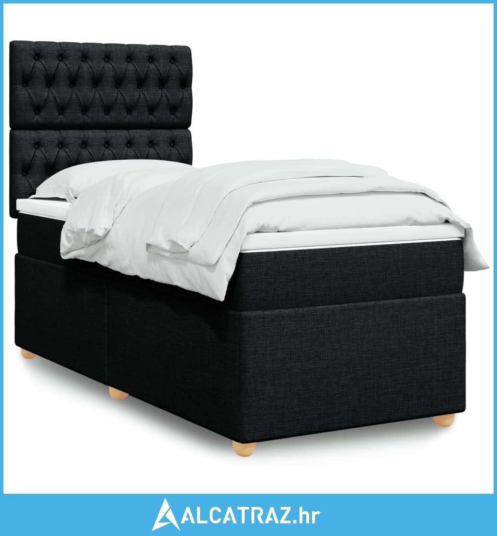 Box spring krevet s madracem crni 80 x 200 cm od tkanine - NOVO