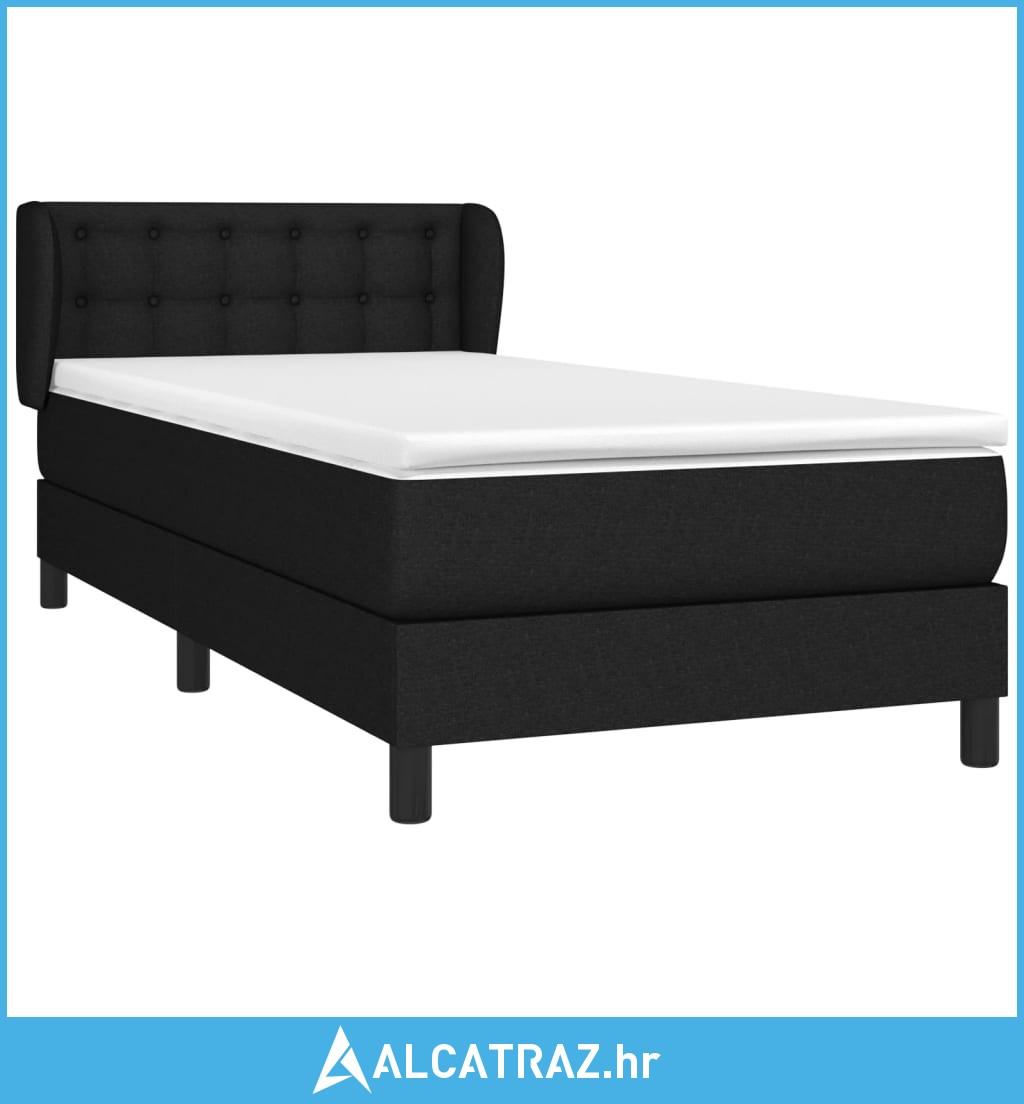 Box spring krevet s madracem crni 90x190 cm od tkanine - NOVO