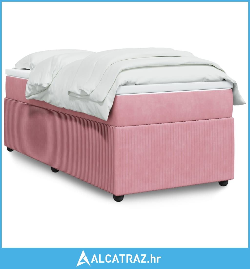 Box spring krevet s madracem ružičasti 80 x 200 cm baršunasti - NOVO