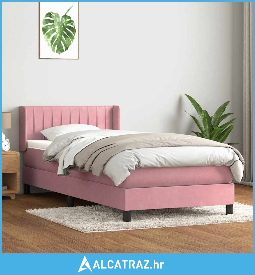 Box spring krevet s madracem ružičasti 80 x 220 cm baršunasti - NOVO