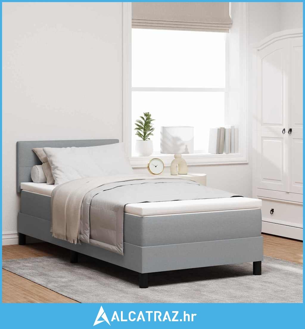 Box Spring Krevet s Madracem Svijetlo Siva 90x200 cm Tkanina - NOVO