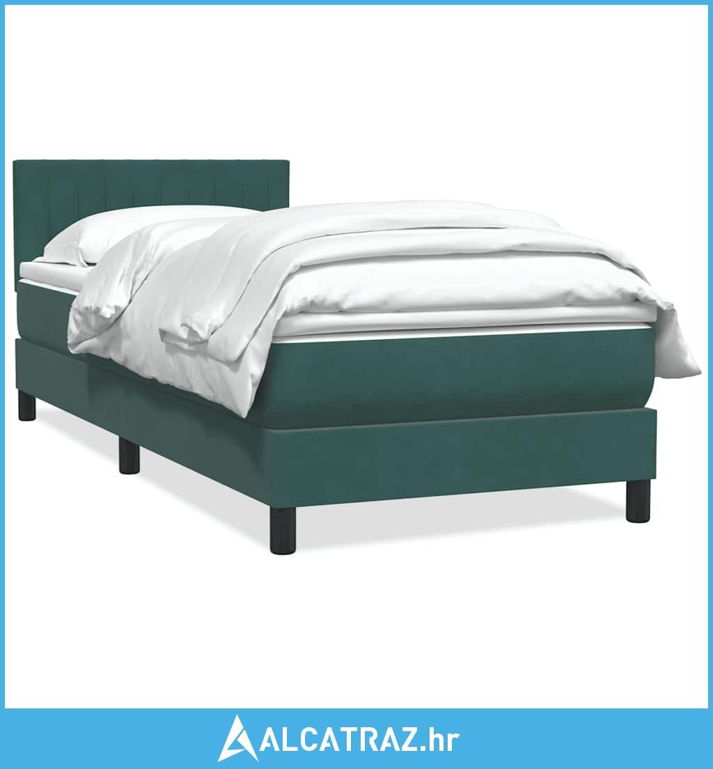 Box Spring krevet s madracem tamnozeleni 80x220 cm baršun - NOVO
