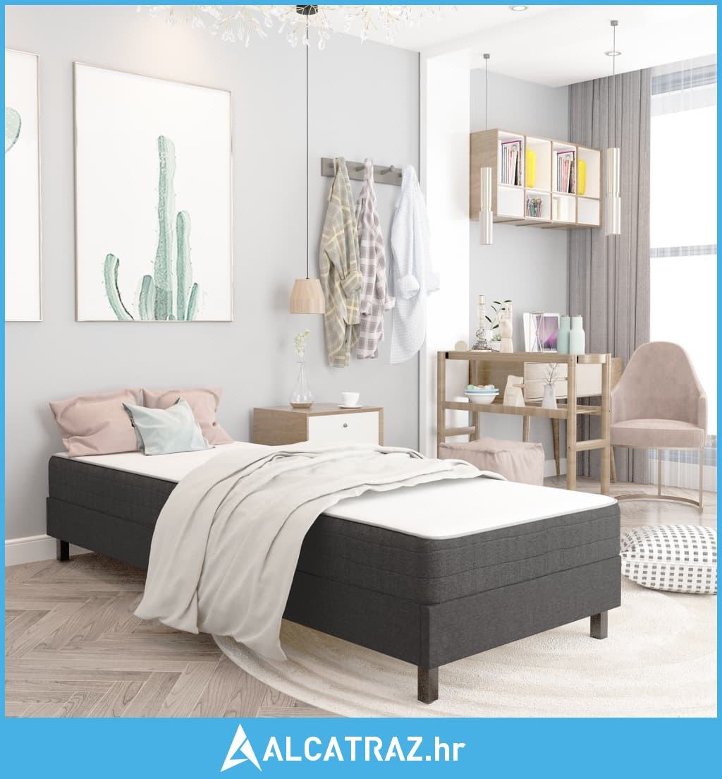 Box spring okvir za krevet od tkanine sivi 90 x 200 cm - NOVO