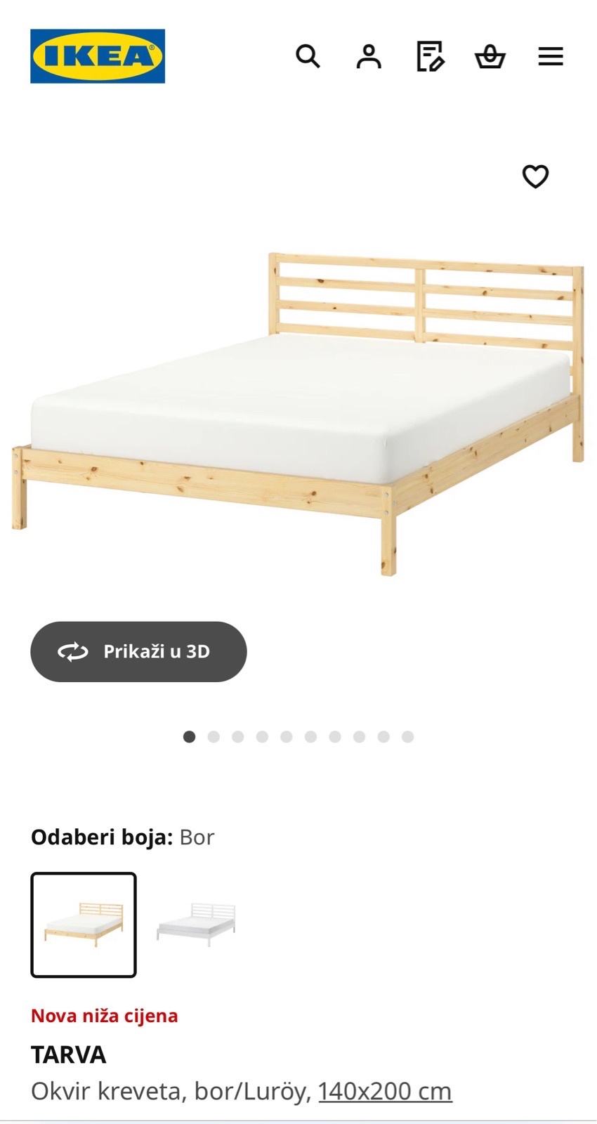 NOVI Ikea krevet s madracem 140x200