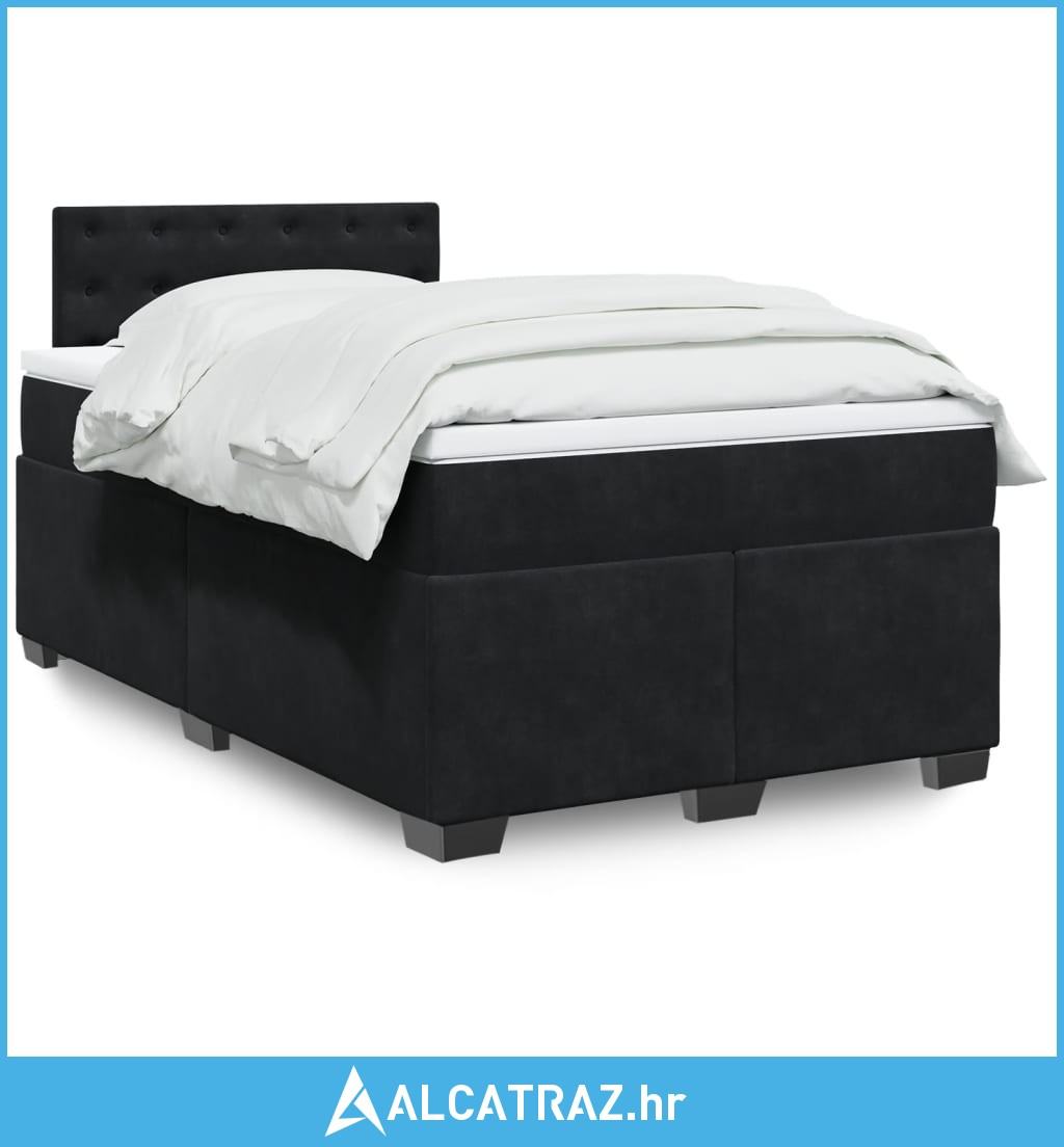 Krevet box spring s madracem crni 120 x 190 cm baršunasti - NOVO